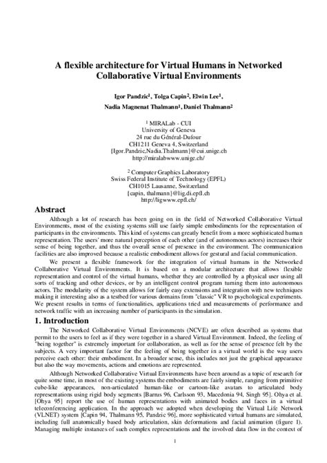 pdf integration of avatars and autonomous virtual humans in networked