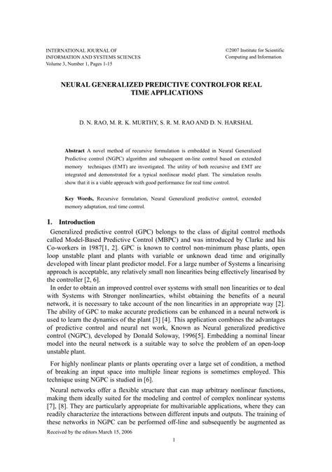 Pdf Neural Generalized Predictive Controlfor Real Time Applications