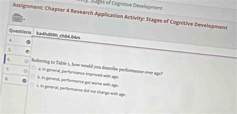 Solved Ly Stages Of Cognitive Development Assignment Chapter 4
