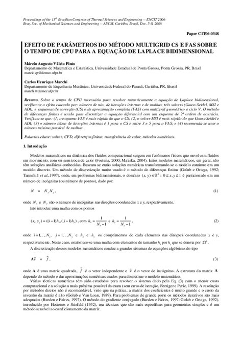 Pdf Efeito De Parâmetros Do Método Multigrid Cs E Fas Sobre O Tempo