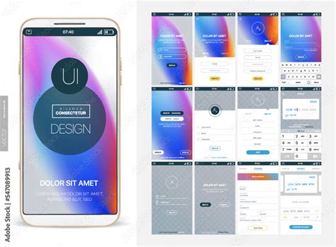 Mobile App Design Ui Ux Gui Mockups Set Enter Login And Password And A Screen With A Choice