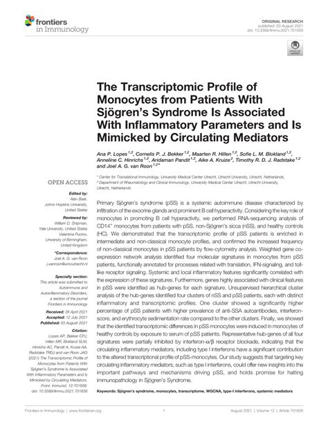 Pdf The Transcriptomic Profile Of Monocytes From Patients With