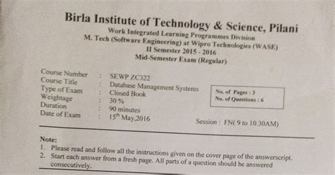 World And Knowledge Question Paper Database Management Systems Bits