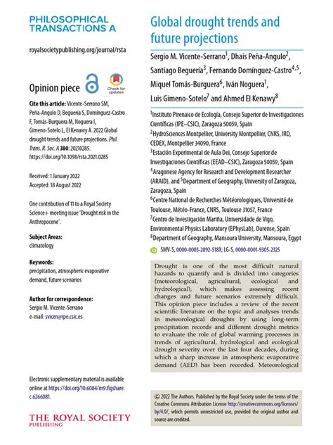 Global Drought Trends And Future Projections Pdf Drought Climate