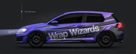 Volkswagen Golf Mk7 Gti Glossy Finish All Sides Mockup Template Psd Wrap