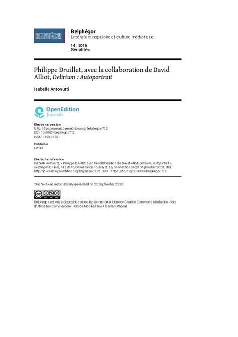Pdf Philippe Druillet Avec La Collaboration De David Alliot Delirium Autoportrait