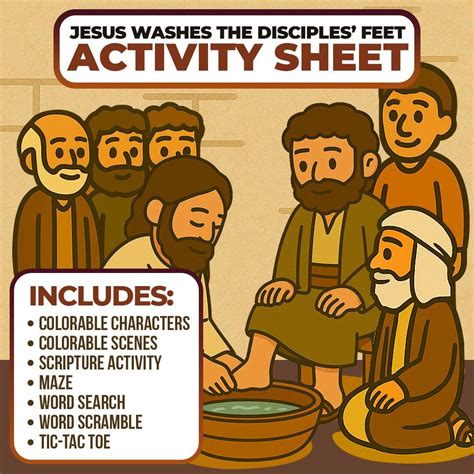 Jesus Washes The Disciples Feet Activity Sheet Instant Download