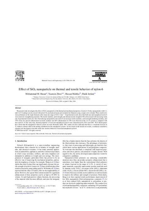 pdf effect of sio2 nanoparticle on thermal and tensile behavior of