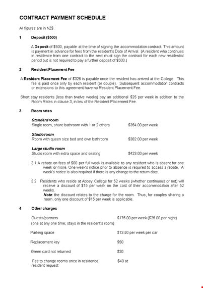 Example Contract Payment Schedule Ensure On Time Payments For Residents