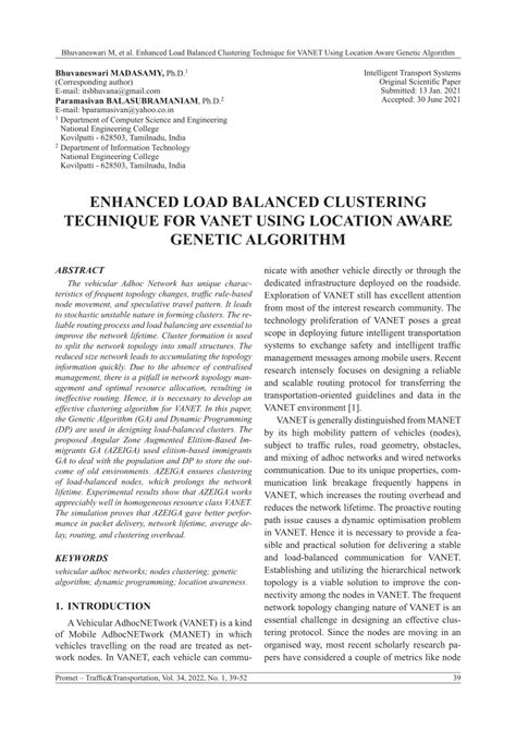 Pdf Enhanced Load Balanced Clustering Technique For Vanet Using