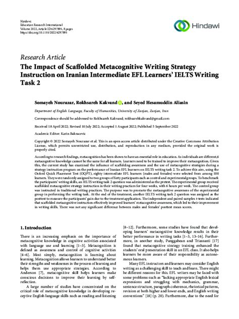 Pdf The Impact Of Scaffolded Metacognitive Writing Strategy Instruction On Iranian