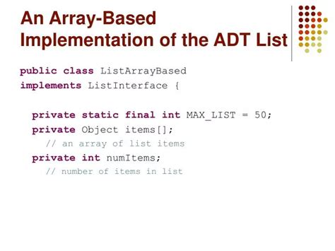 PPT An Array Based Implementation Of The ADT List PowerPoint Presentation ID