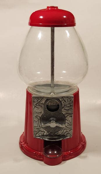 Red Metal And Glass Dome 11 Tall Gumball Machine Dispenser Treasure