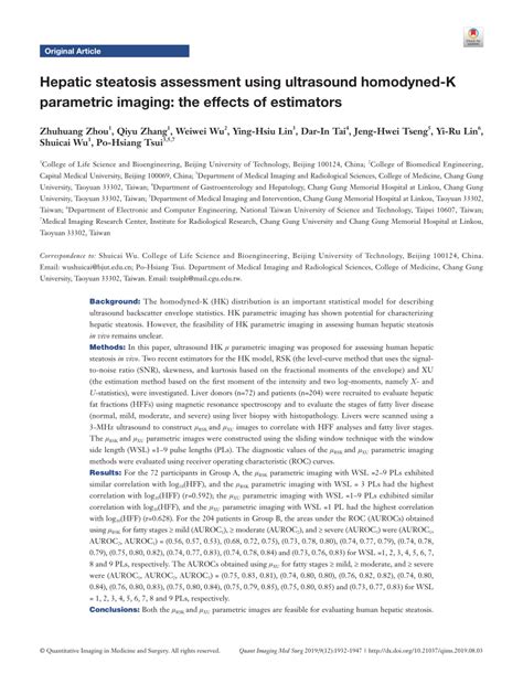 Pdf Hepatic Steatosis Assessment Using Ultrasound Homodyned K