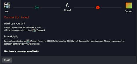 Help Esx Cannot Connect To Your Database Esesx Cfxre Community