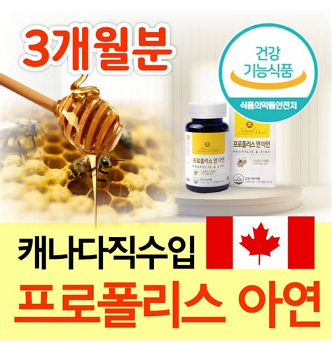 캐나다직수입 패밀리 프로폴리스 글루콘산 아연 면역력에 좋은 영양제 환절기 플라보노이드 항산화 노인 실버 시니 티몬