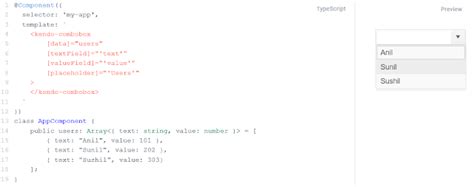 Angular 4 Kendo Combobox Binding