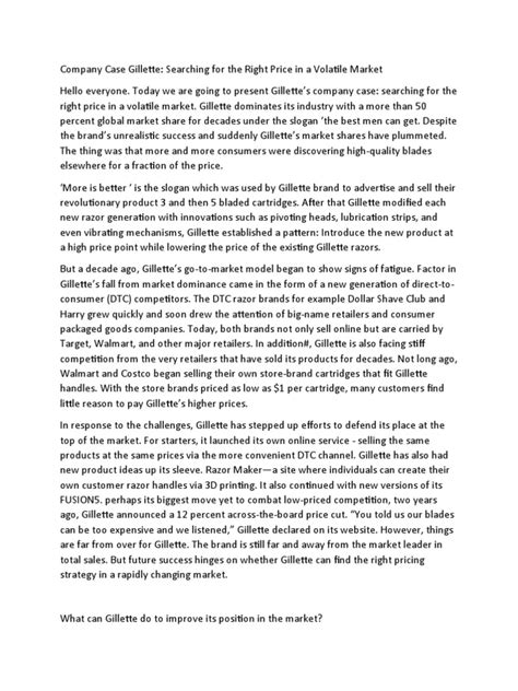 Case Analysis 2 Pdf Brand Razor