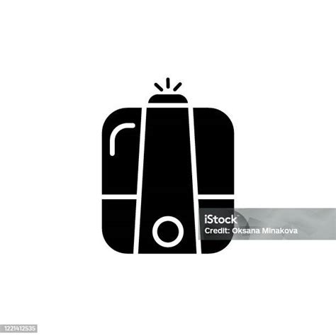 흰색 배경에 격리 된 검은 색 가습기 공기 디퓨저 아이콘입니다 정화기 소기후 초음파 홈 플랫 벡터 일러스트 레이션 건강한 습도