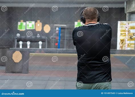 The Man At The Shooting Range Stock Image Image Of Background Hobby