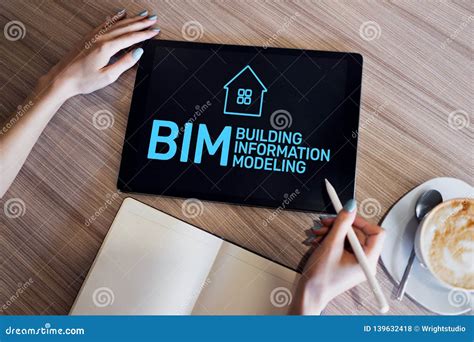 BIM Building Information Modeling Concept On Screen Stock Photo Image Of Mockup Screen