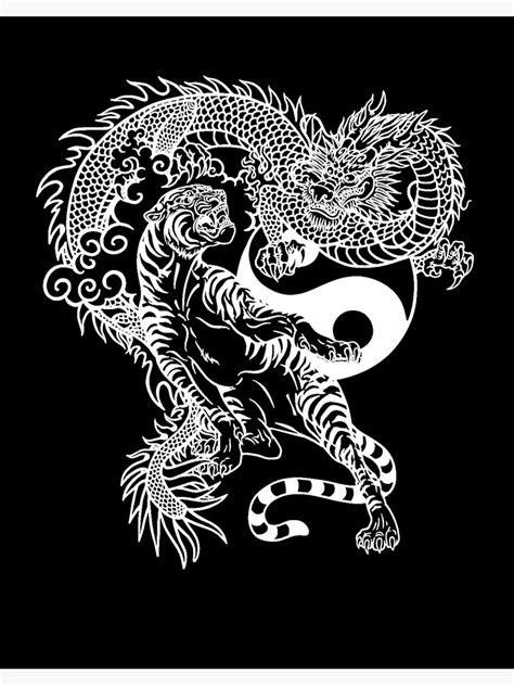 Ying Yang Dragon Tiger Tattoo Ying Yang Dragon Svgpngai Graphic