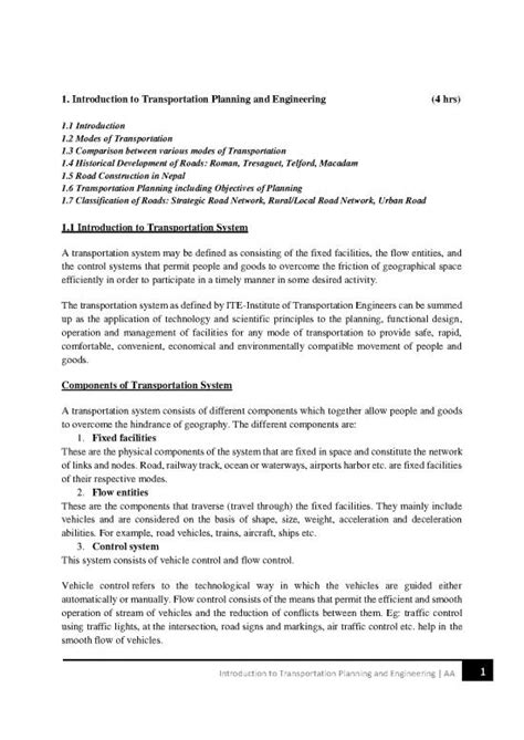 Transportation System Management Pdf 43387 Introduction To Transportation Planning And Engineering