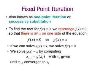 Fixed point iteration method for root finding | PPT