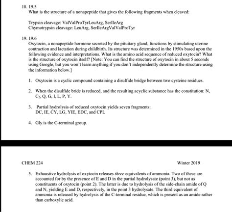 Solved 18 195 What Is The Structure Of The Nonapeptide That Gives The Following Fragments When