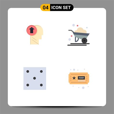 4 Thematic Vector Flat Icons And Editable Symbols Of Arrow Wheelbarrow Knowledge Agriculture