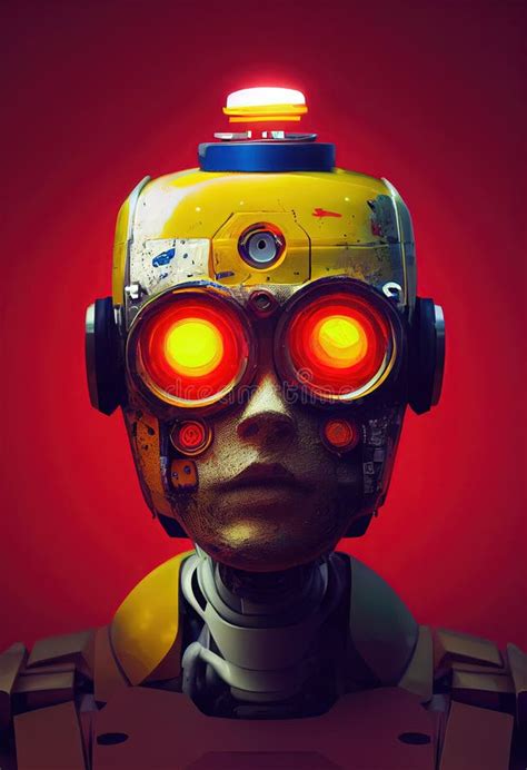 Artificial Intelligence Head Portrait With Intricate Parts Robotic