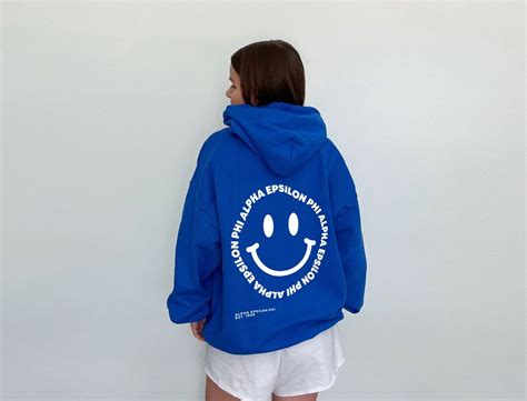 Alpha Epsilon Phi Smiley Face Sorority Sweatshirt Aephi Sorority Apparel Custom Sorority Hoodie