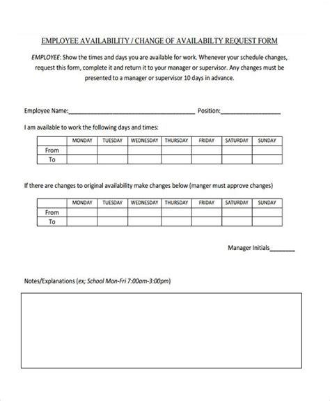 Employee Availability Template BestTemplatess BestTemplatess