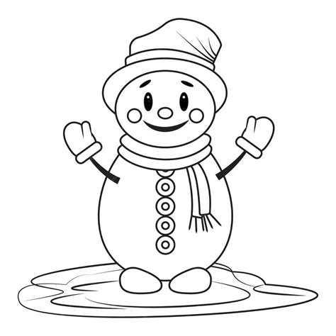 스노우맨 을 가진 어린이 들 을 위한 색칠 책 스노우맨 의 윤 ⁇ 그림 프리미엄 벡터