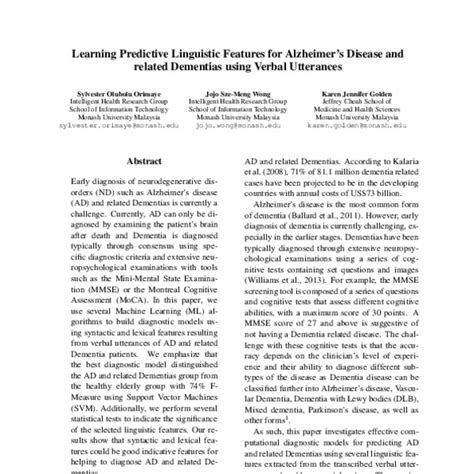 Learning Predictive Linguistic Features For Alzheimers Disease And Related Dementias Using
