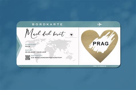 Bordkarte Personalisiert Boarding Pass Reisegutschein Flugticket