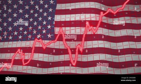 Image Of Data Processing And Stagflation Text Over Flag Of Usa Stock