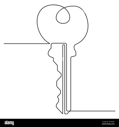 Key Icon Continuous Single Line Art Drawing Outline Vector Hand Drawn Illustration Stock Vector