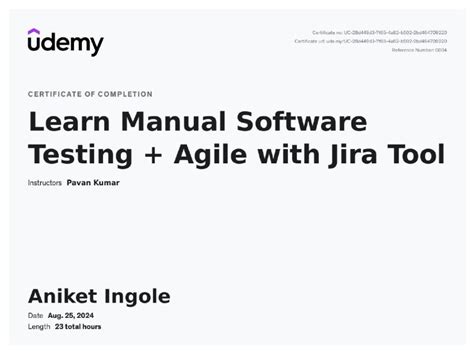 Softwaretesting Manualtesting Autmationtesting Certification Udeamy… Aniket Ingole