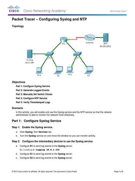 10 2 3 5 packet tracer configuring syslog and ntp instructions pdf