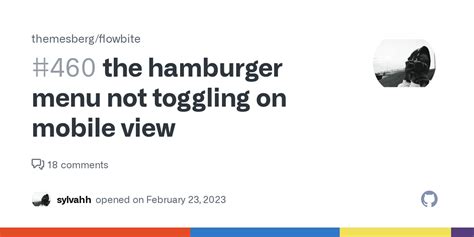The Hamburger Menu Not Toggling On Mobile View · Issue 460