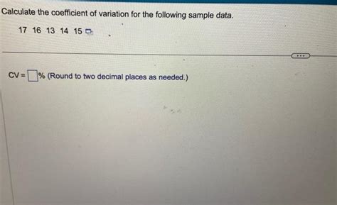 Solved Calculate The Coefficient Of Variation For The Chegg