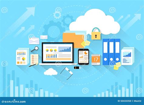 Computer Device Data Cloud Storage Security Flat Stock Vector Illustration Of Flat Download