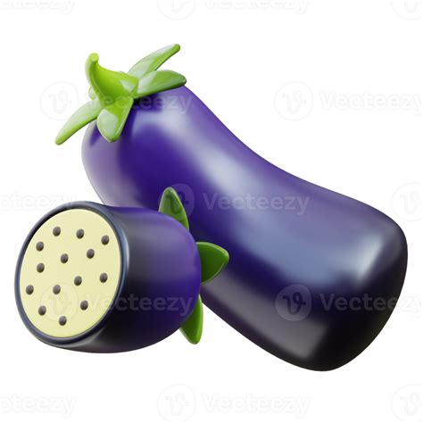 3d Eggplant Icon Illustration Render 52011425 Png
