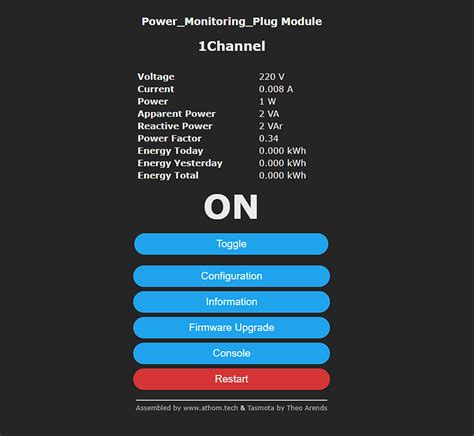 tasmota tasmotrol app tasmota plug with consumption monitoring
