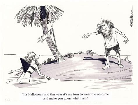 Original Gag Panel Strip Art Castaway Shark Halloween Costume Bandw Bruce Bolinger 4858577595