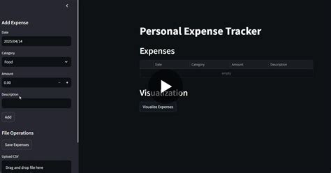 Python Streamlit Datascience Expensetracker Personalfinance Github Abhishek Kumar