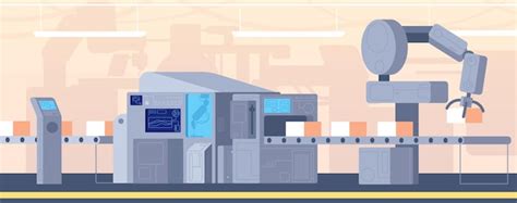 Premium Vector Isometric Electronic Factory With Conveyor Assembly