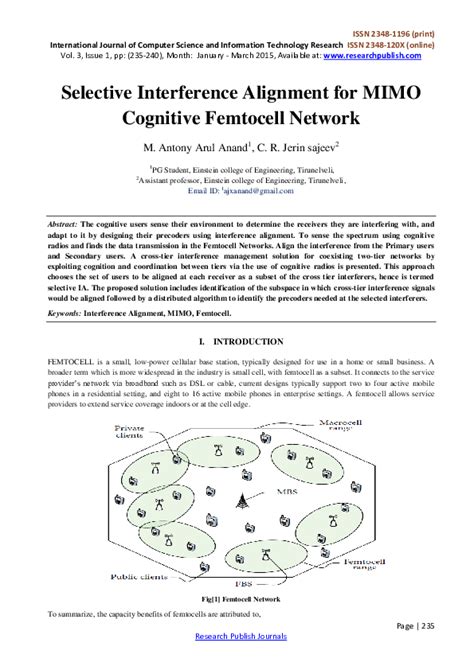 pdf selective interference alignment for mimo cognitive femtocell network