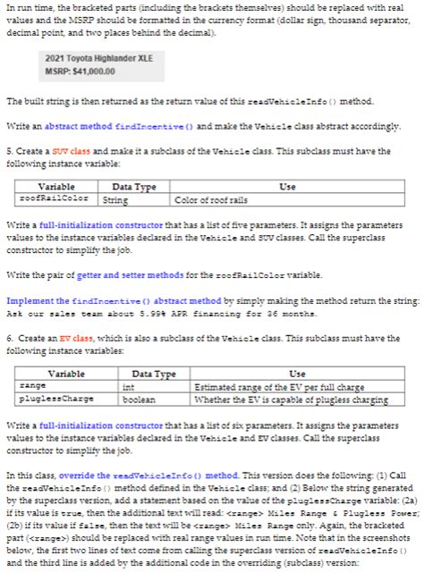 4 The Vehicle Class Has The Following Instance
